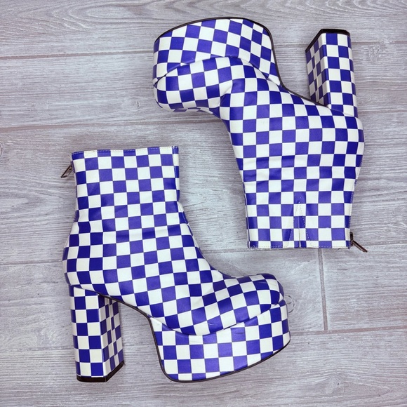 Current Mood | Shoes | Dolls Kill Current Mood Checker Board Print Blue ...